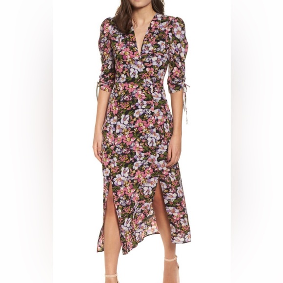 Wayf | Dresses | Wayf Boomer Midi Dress Black Petal Floral Xs | Poshmark